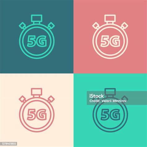 컬러 배경에 고립 된 5g 아이콘을 가진 팝 아트 라인 디지털 속도 계기준 글로벌 네트워크 고속 연결 데이터 속도 기술 벡터 0명에 대한 스톡 벡터 아트 및 기타 이미지