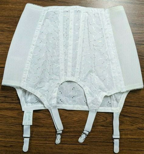 Vintage Crown Cool Ette Open Bottom Girdle White Cotton Embroidered 4730 Sz 27 Ebay Vintage