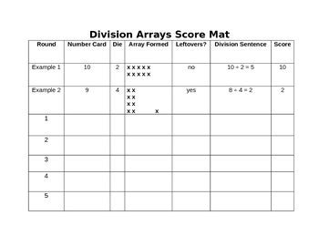 Division Arrays By Learning Is The Name Of The Game TPT