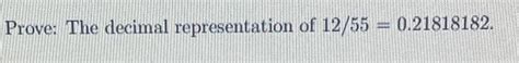 Solved Prove The Decimal Representation Of Chegg Com
