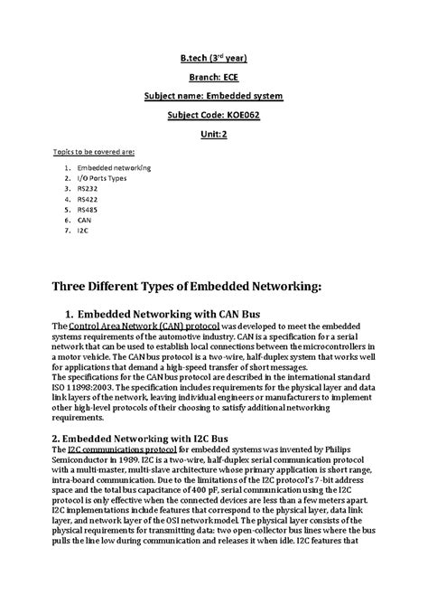 Unit 2 Can Embedded System Notes B 3rd Year Branch Ece Subject