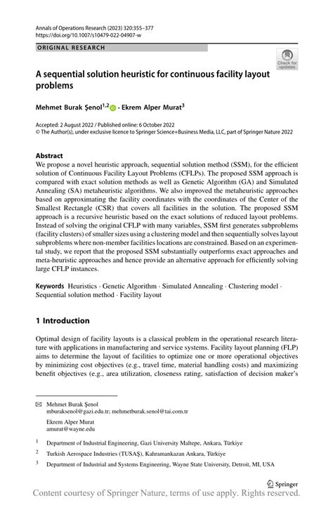 A Sequential Solution Heuristic For Continuous Facility Layout Problems