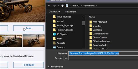 Diffusion Bug Missing Save As Type Cannot Save Any Generated Images Sketchup Diffusion