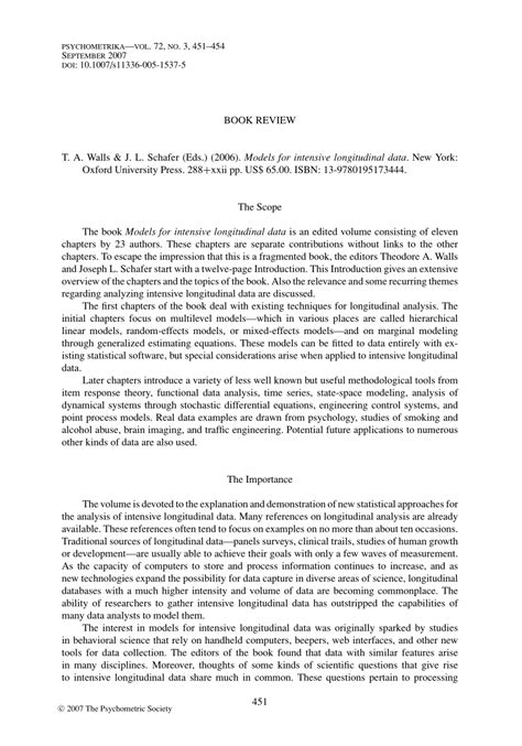 Pdf Models For Intensive Longitudinal Data