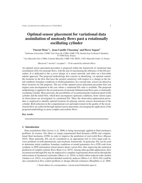 Pdf Optimal Sensor Placement For Variational Data Assimilation Of