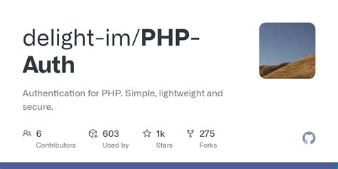 Github Delight Imphp Auth Authentication For Php Simple Lightweight And Secure