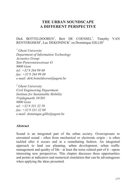 Pdf The Urban Soundscape A Different Perspective