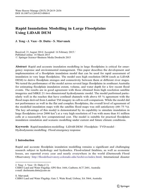 Rapid Floodplain Inundation Modelling Using High Resolution Lidar Dem Pdf Flood Floodplain