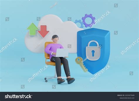3d security shield lock check mark stock illustration 2225977649