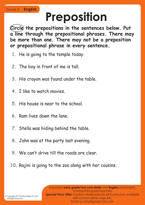 Preposition Exercises For Class 8 Cbse With Answers