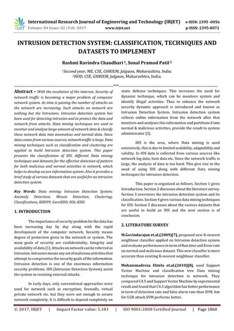 Intrusion Detection System Classification Techniques And Datasets To