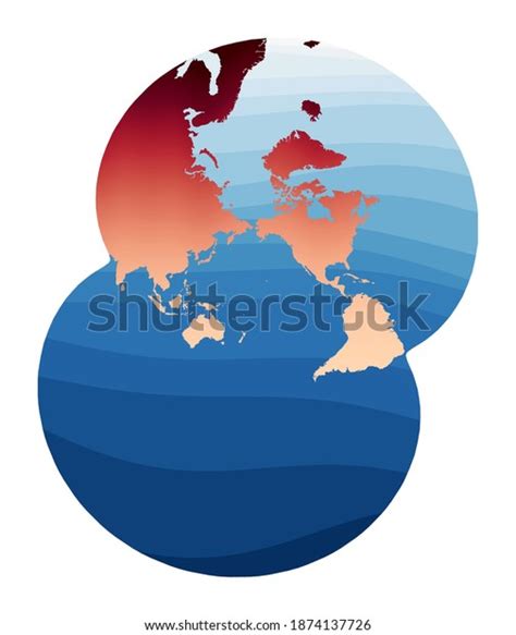 World Map Vector Modified Stereographic Projection Stock Vector Royalty Free 1874137726