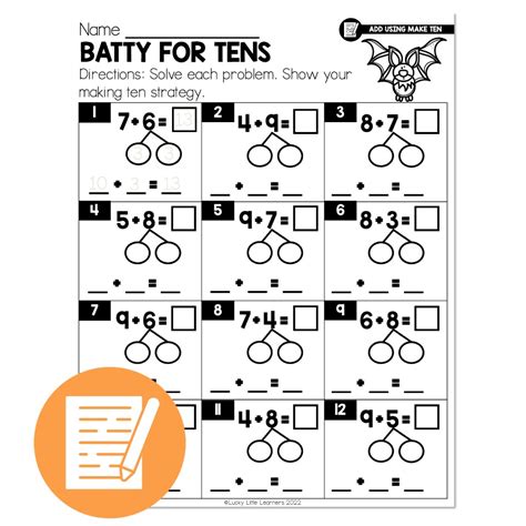 Lucky To Learn Math Add Using Make Ten Lesson Worksheets Library