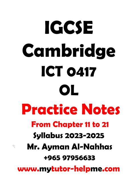solution exam preparation guide for cambridge igcse ict 0417 ol