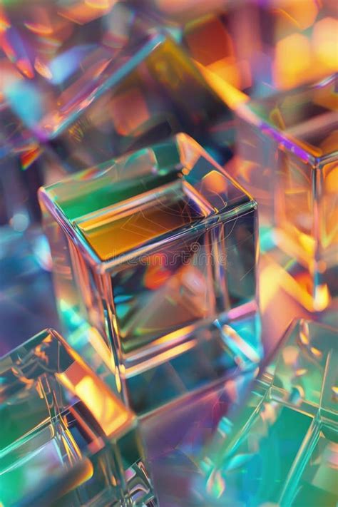 Colorful Cube Made Of Glass Is Shown In Close Up Stock Illustration Illustration Of