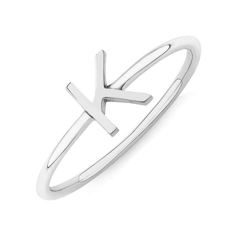 K Initial Ring In Sterling Silver