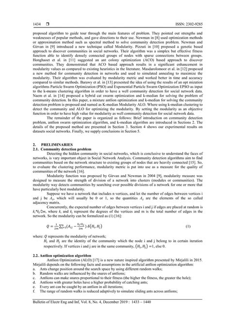 Optimizing Community Detection In Social Networks Using Antlion And K Median Pdf