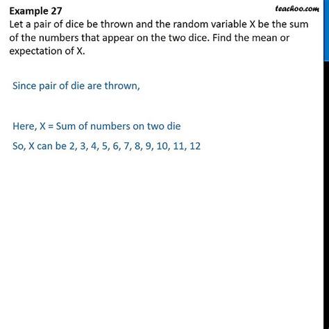 Question 6 Let Random Variable X Be Sum Of Numbers Examples