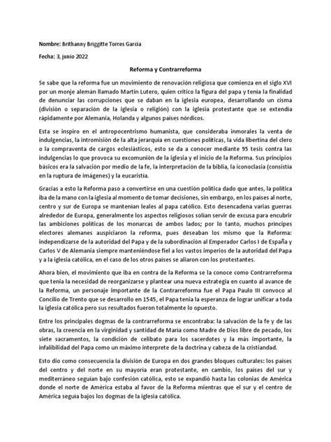 Reforma Y Contrarreforma Pdf Contrarreforma Iglesia Católica