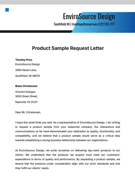 Free Product Sample Request Letter Template To Edit Online