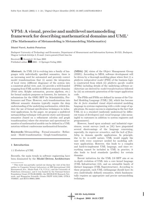 Pdf Vpm A Visual Precise And Multilevel Metamodeling Framework For