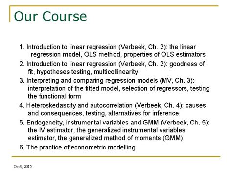 Econometrics Lecture 1 Econometrics First Steps Contents N