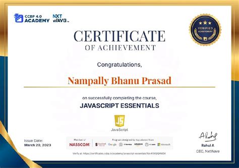 Bhanu Prasad Nampally On Linkedin Nxtwave Javascript Ccbp Coding