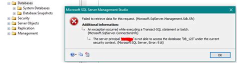 Ssms Can T Dump Database Because Ms Sql Server Management Studio Won T Show Any Databases If