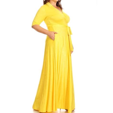 Dresses Sale Plus Size Yellow Faux Wrap Maxi Dress Poshmark