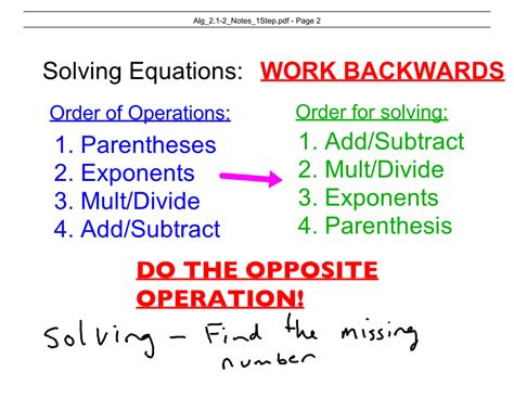 Alg Notes Step Equations PDF Homework And Study Education