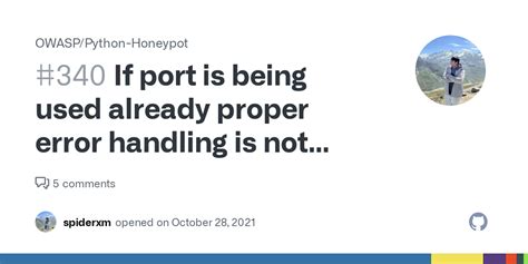 if port is being used already proper error handling is not present · issue 340 · owasp python