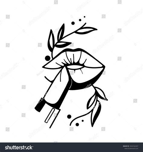 Sexy Lips Lipstick Stile Lineart Stock Vector Royalty Free 1834162267