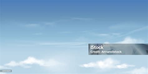 맑은 날 여름 세계 환경의 날에 는 하얀 구름이 있는 아침 푸른 하늘 호라이즌 스프링 하늘 풍경 자연의 하늘의 벡터 메쉬 배경 0명에 대한 스톡 벡터 아트 및 기타 이미지