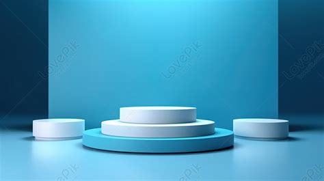 눈에 띄는 파란색 배경에 강조된 기능을 갖춘 멋진 3d 렌더링 제품 쇼케이스 제품 디스플레이 배경 무대 디자인 배경 지휘대 배경 이미지 Hd 제품 디스플레이 무대