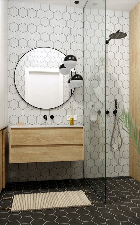 Шестигранная плитка в ванной