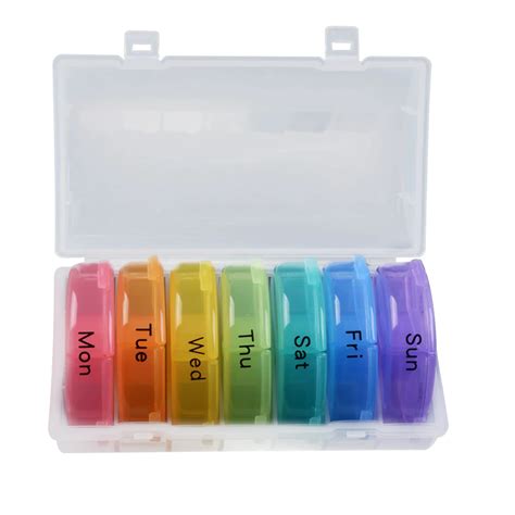 주간 알약 상자 주최자 21 구획 알약 홀더 휴대용 태블릿 약 보관 디스펜서 라운드 비타민 용기 케이스피임약 케이스 And 분열 Aliexpress