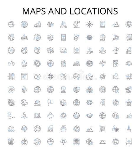 Maps And Locations Outline Icons Collection Maps Locations Geography Navigation Survey