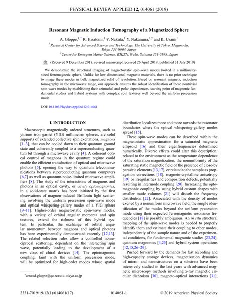 Pdf Resonant Magnetic Induction Tomography Of A Magnetized Sphere