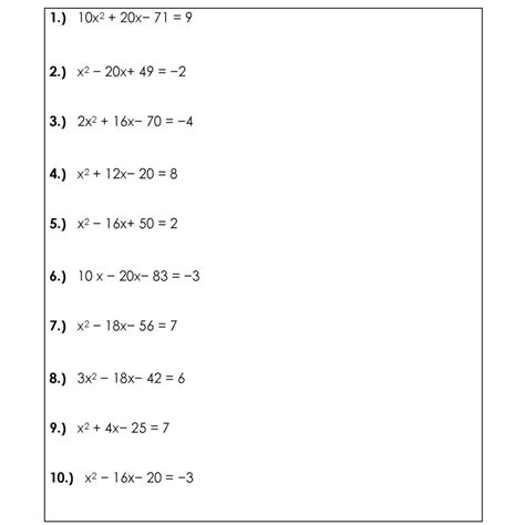 Factoring By Completing The Square Worksheet Pdf
