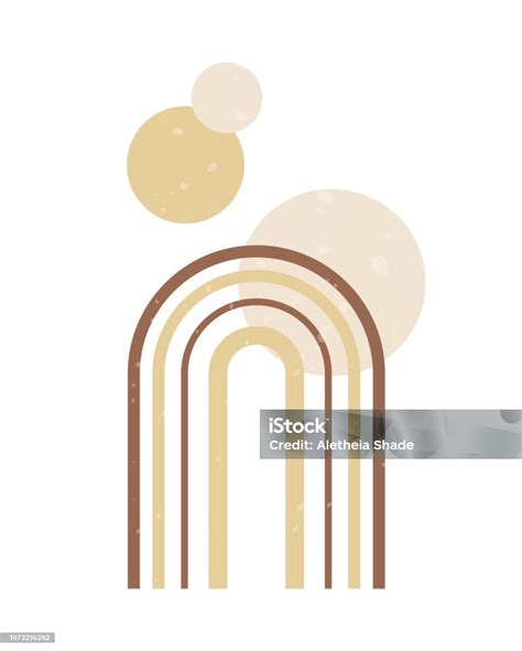 Boho 스타일의 기하학적 디자인 요소 질감이 있는 추상적인 모양 중립 테라코타 벽 장식 표지 인쇄 카드 브랜딩 디자인 0명에 대한 스톡 벡터 아트 및 기타 이미지 Istock