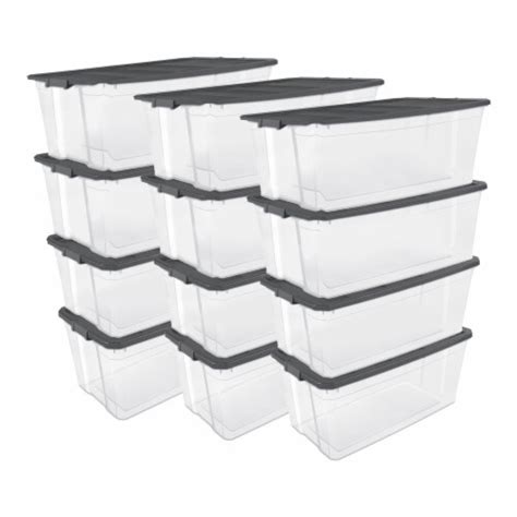 Sterilite 200 Qt Clear Stackable Latching Storage Box Container Grey