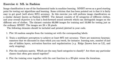 Exercise ML In Fashion Image Classification Is One Chegg