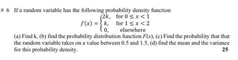Solved If A Random Variable Has The Following Chegg