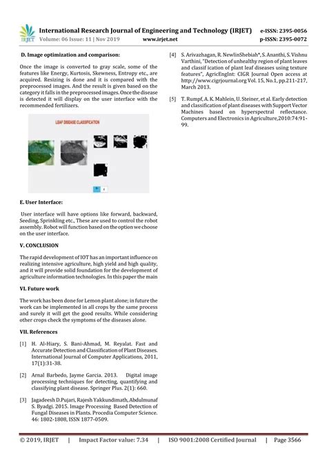 Irjet Iot Based Leaf Disease Detection And Fertilizer Recommendation Pdf