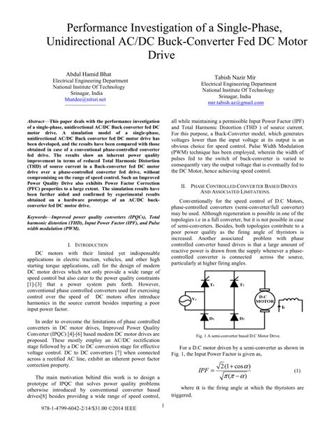 Pdf Performance Investigation Of A Single Phase Unidirectional Acdc Buck Converter Fed Dc