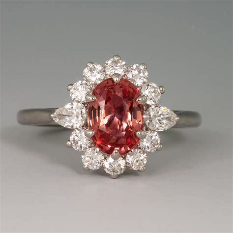 Padparadscha Sapphire Ring With Diamonds Laurie Donovan Designs