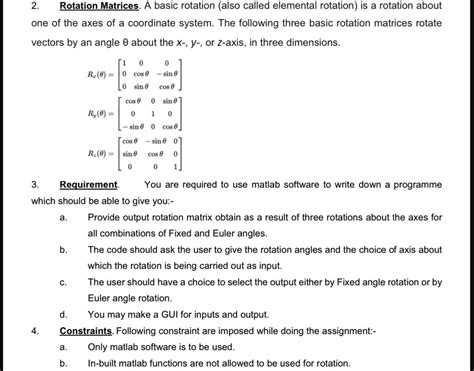 Solved Rotation Matrices A Basic Rotation Also Called Elemental