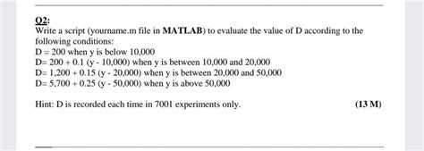 Solved 02 Write A Script Yournamem File In Matlab To