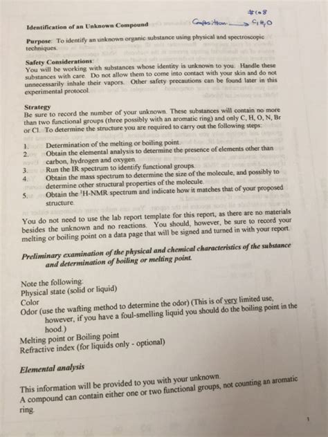 Solved Identification Of An Unknown Compound Needed Draw The