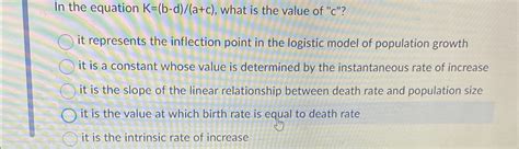 Solved In The Equation K B Da C What Is The Value Of Chegg Com